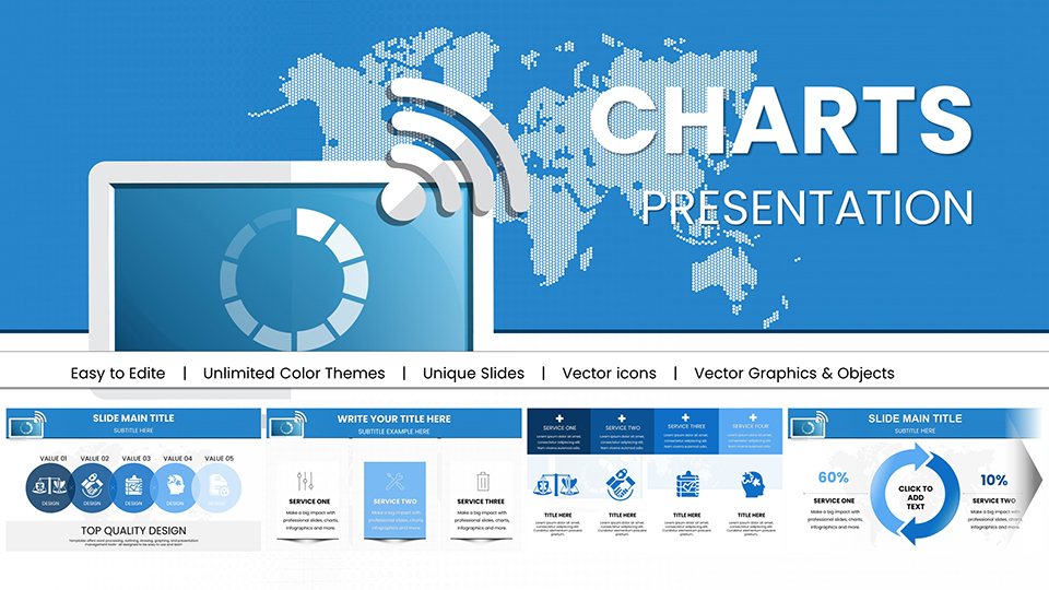 Ribbon Interconnections PowerPoint Charts Template: Download PPTX