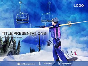 Skiing - ski trails in the mountains PowerPoint template