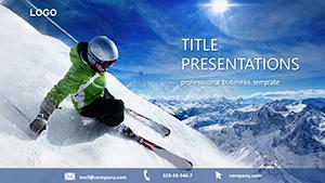 Skiing - ski trails in the mountains PowerPoint template