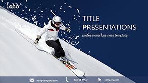 Skiing - ski trails in the mountains PowerPoint template