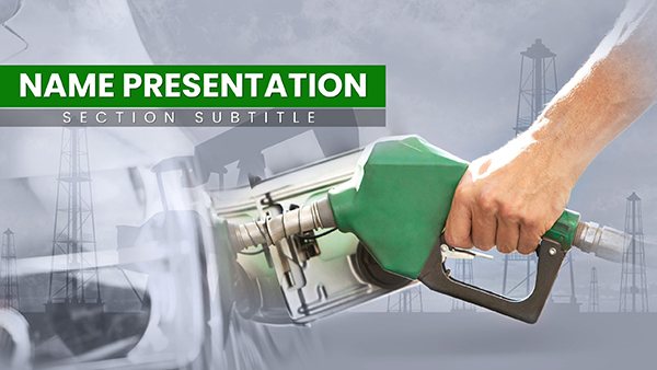 Gasoline Fuel Pump PowerPoint Template for Presentations | High-Quality