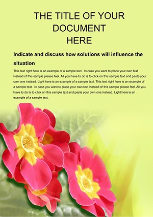 Red Flower Word document template design