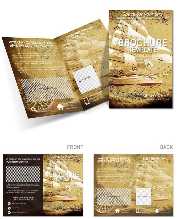 Compass, Map, Ship Brochures templates