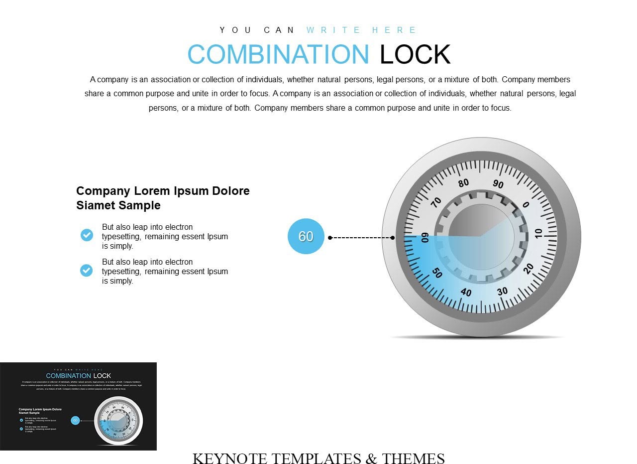 Combination Lock Keynote Charts - Download Free Template