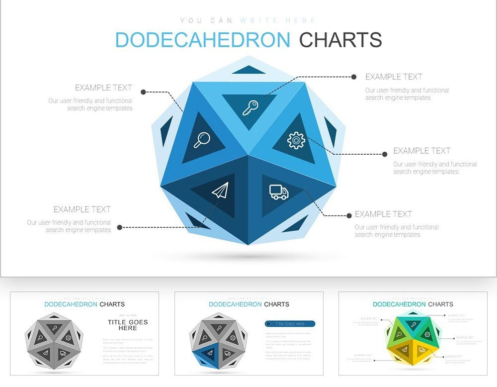 Dodecahedron Geometric Keynote chart template | ImagineLayout.com