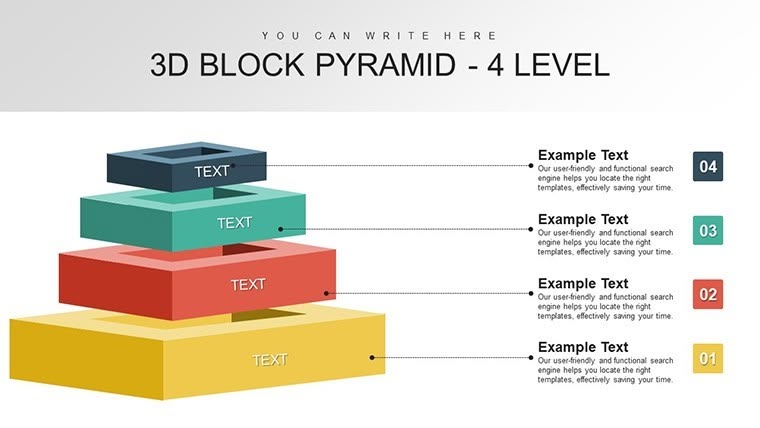 3D Block Pyramid - 4 Level Keynote Charts Presentation Template