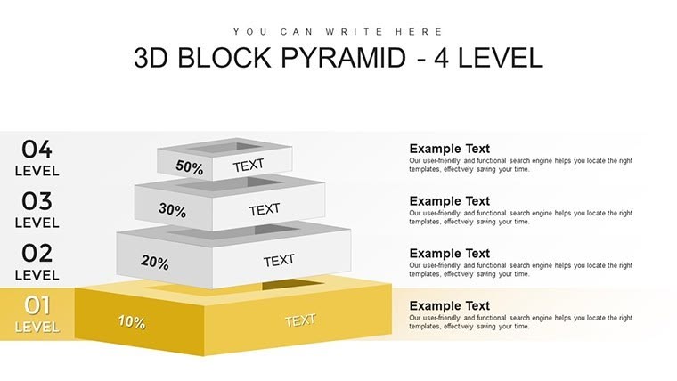 3D Block Pyramid - 4 Level Keynote Charts Presentation Template
