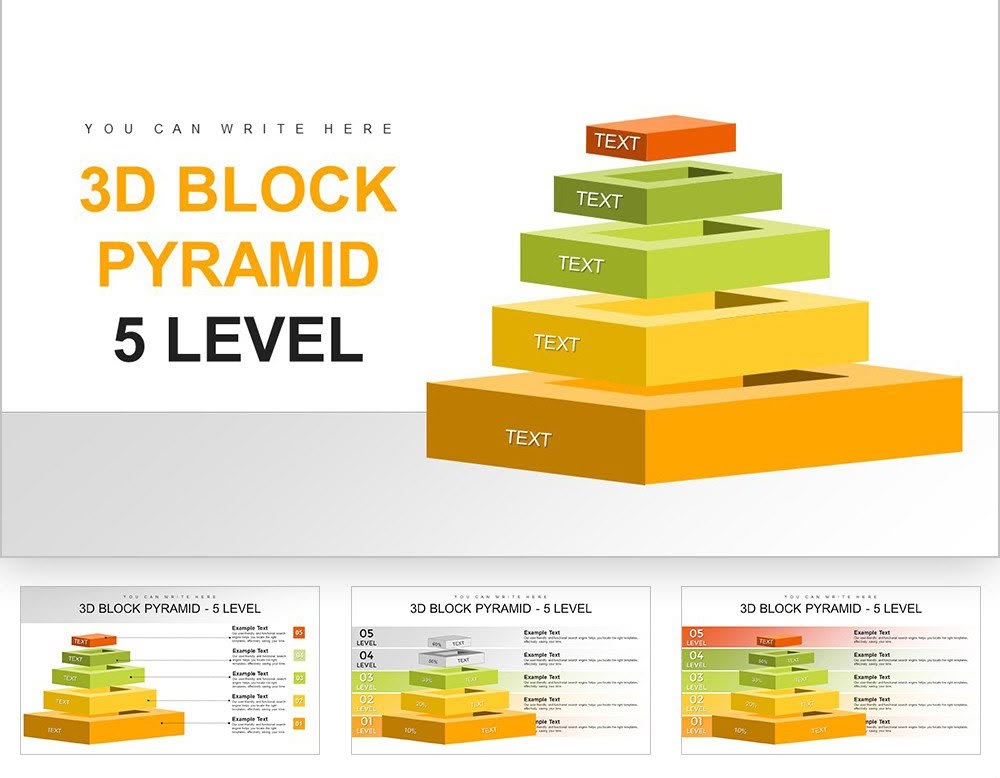 3D Block Pyramid 5 Level Keynote charts | ImagineLayout.com