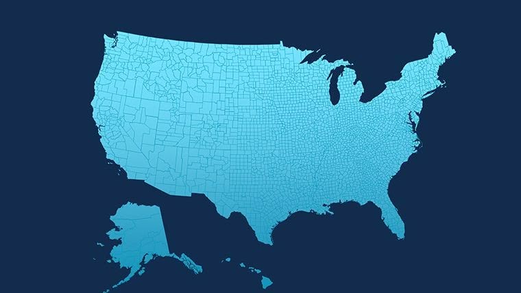 Dynamic USA Counties Maps Template for Keynote Presentation