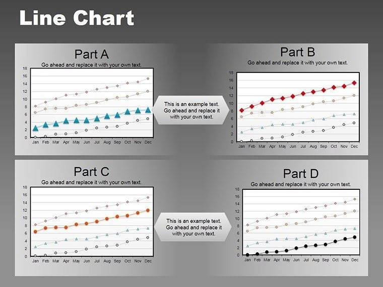 Professional Line Graph PowerPoint Charts Template