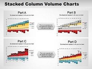 Tacked Column Volume PowerPoint Charts Template for Engaging Presentations