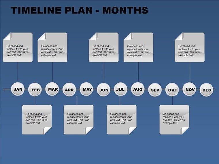 Free TimeLine Plan Months PowerPoint Charts