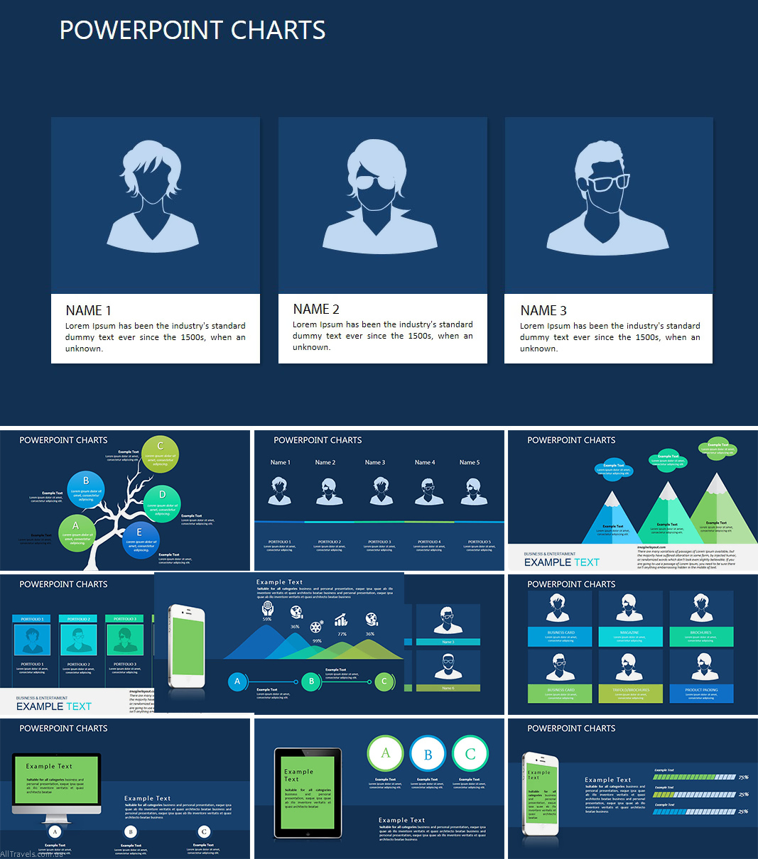 Users Social Networks Powerpoint Charts