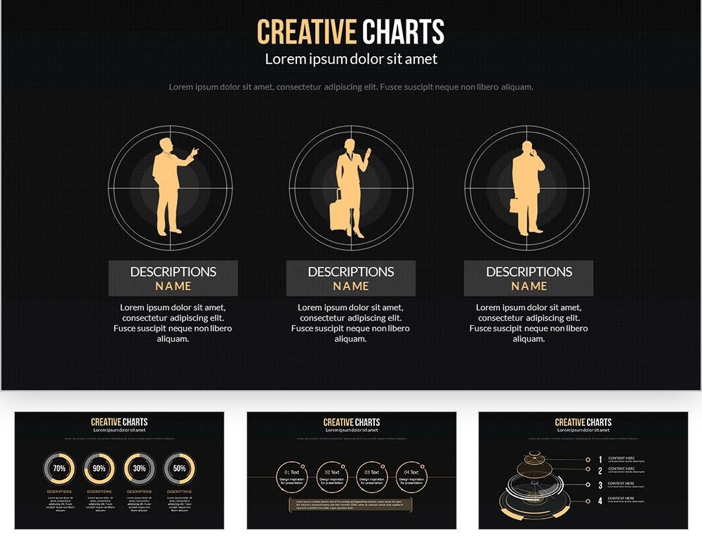 Creative Dark Color PowerPoint charts templates | ImagineLayout.com