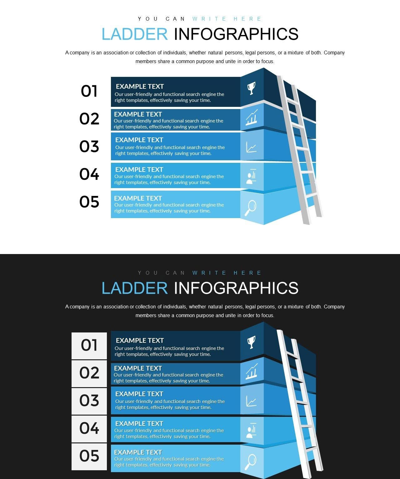 Free Ladder Infographics PowerPoint Charts Template - Download PPTX