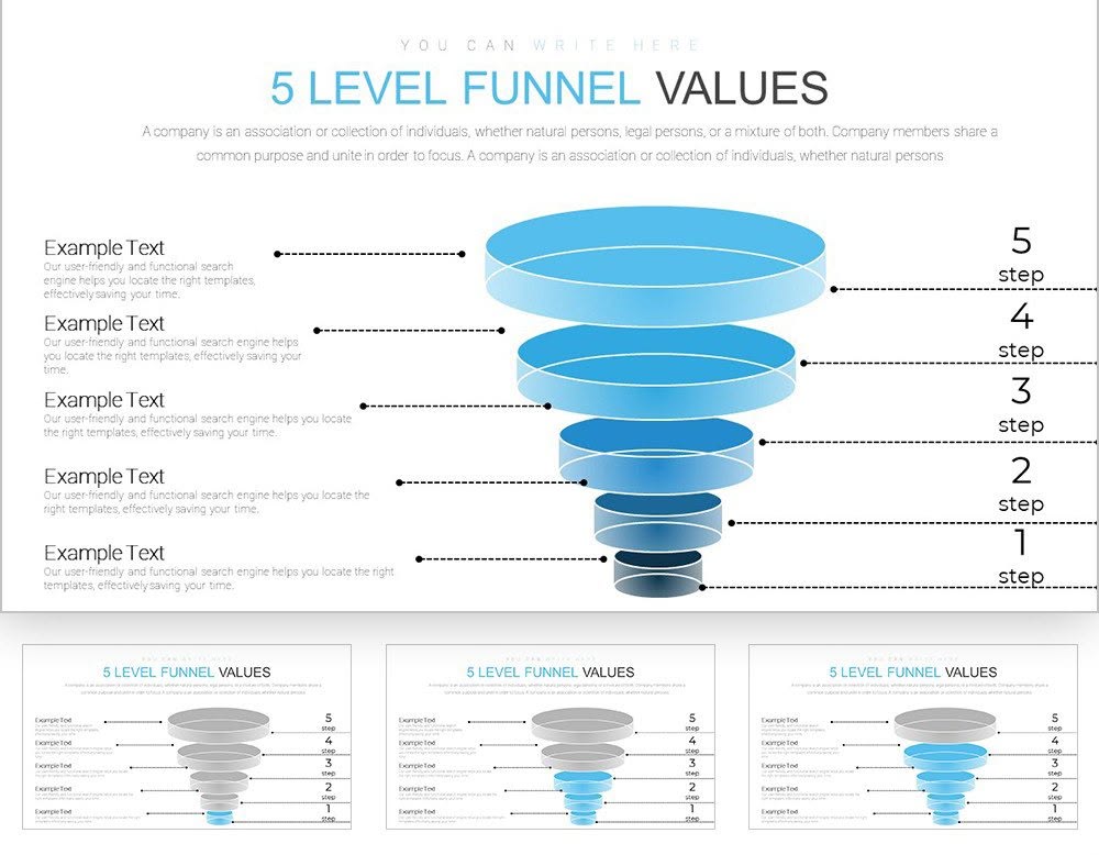 5 Level Funnels Values PowerPoint charts | ImagineLayout.com