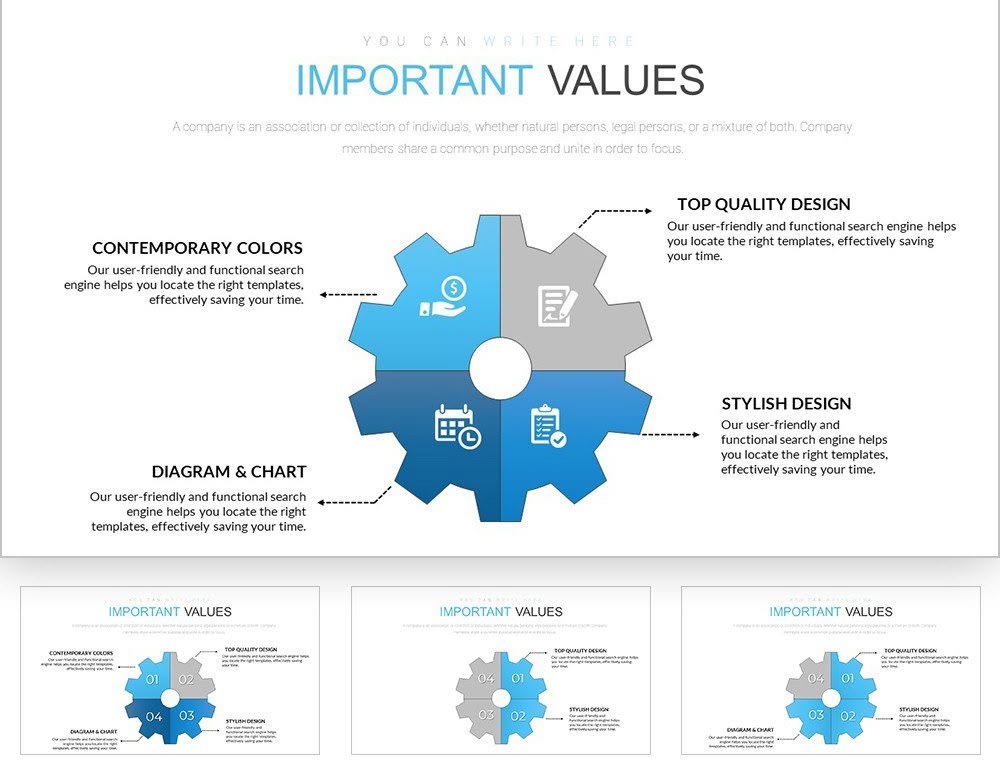 4 Sector Gears PowerPoint charts | ImagineLayout.com