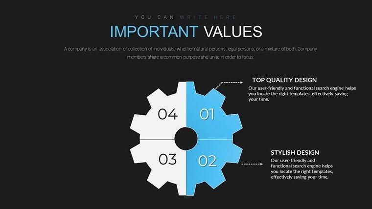 4 Sector Gears PowerPoint Charts - Presentation Template