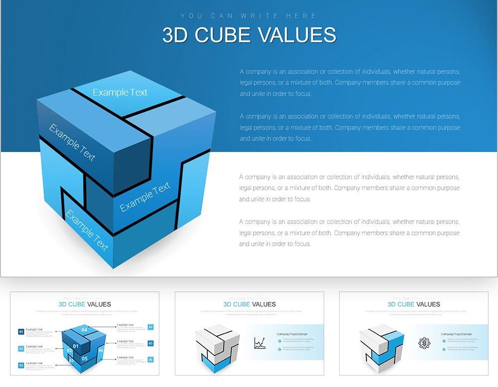 3D Cube Marked Sides PowerPoint charts | ImagineLayout.com