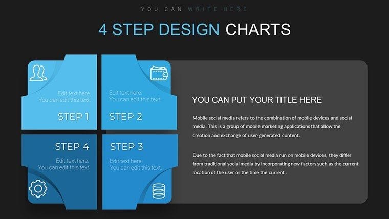 4 Steps Square PowerPoint Charts Template - Presentation