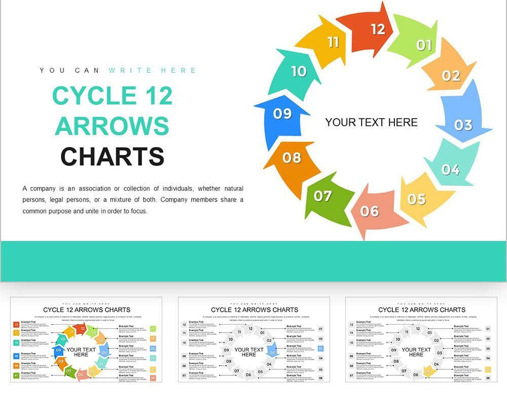 Cycle 12 Arrows PowerPoint charts | ImagineLayout.com