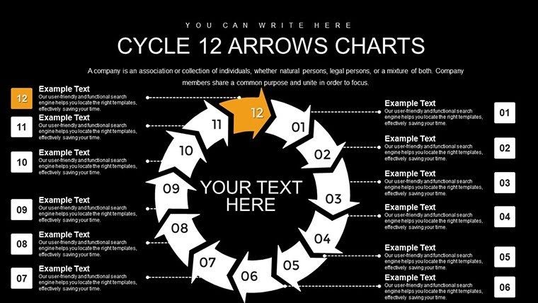 Cycle 12 Arrows PowerPoint Charts Template