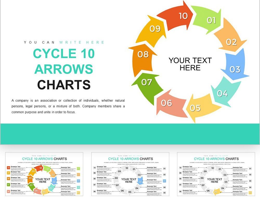 Cycle 10 Arrows PowerPoint charts | ImagineLayout.com