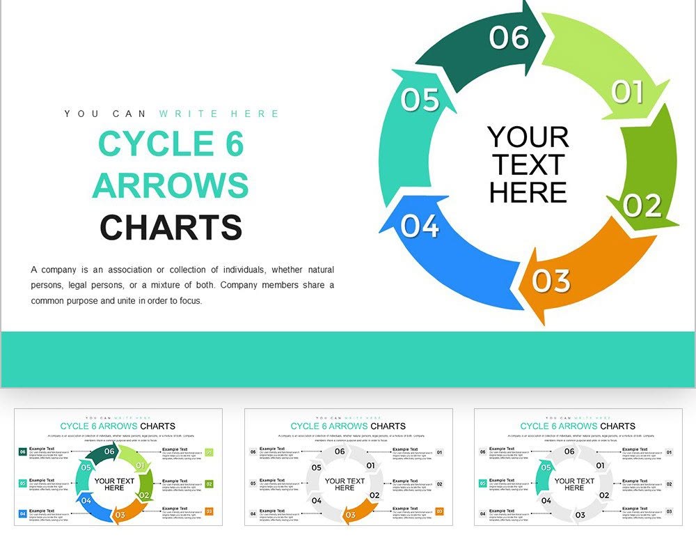 Cycle 6 Arrows PowerPoint charts | ImagineLayout.com