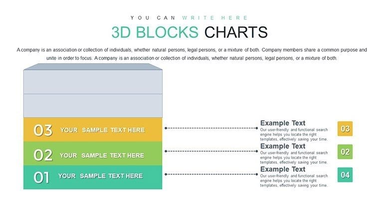 3D Blocks PowerPoint Charts Template for Presentation