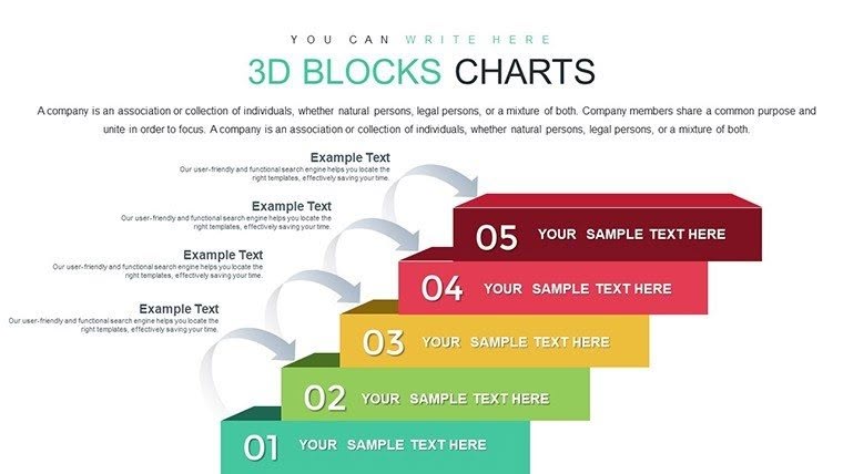 3D Blocks PowerPoint Charts Template for Presentation