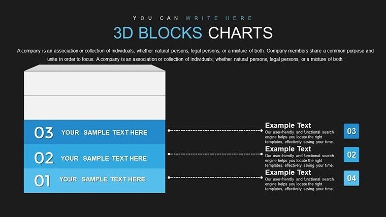 3D Blocks PowerPoint Charts Template for Presentation