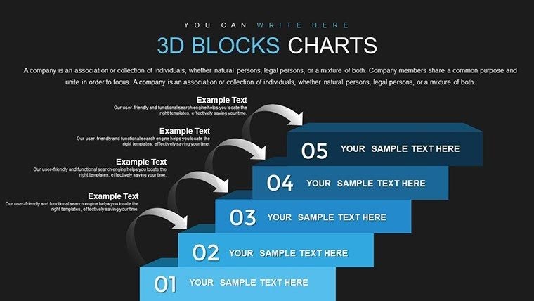 3D Blocks PowerPoint Charts Template for Presentation