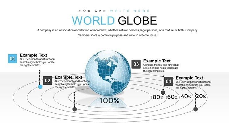 3D Model World Globe PowerPoint Charts Template for Presentation
