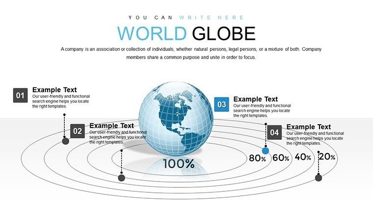 3D Model World Globe PowerPoint Charts Template for Presentation
