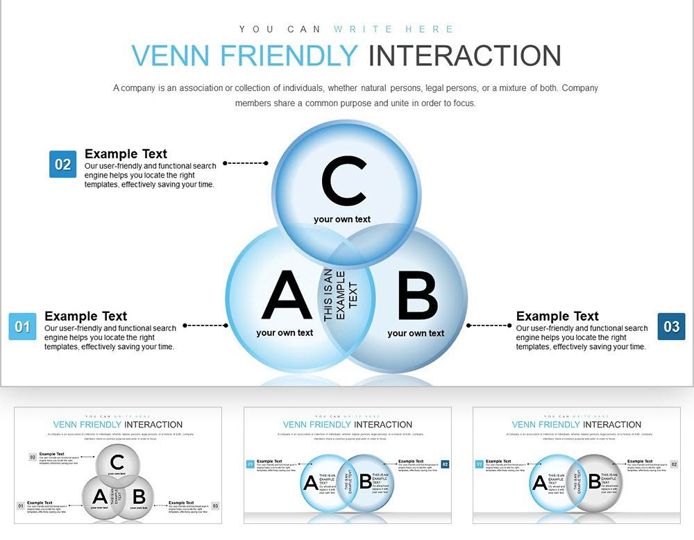 Venn Friendly Interaction PowerPoint charts | ImagineLayout.com