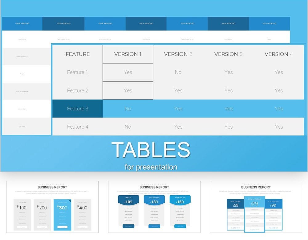 Tables: Business Report PowerPoint charts | ImagineLayout.com