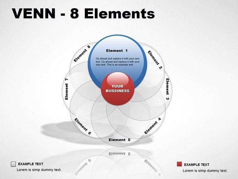 Venn - 8 Elements PowerPoint diagram