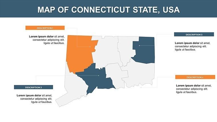 USA State Connecticut Counties PowerPoint Maps Presentation