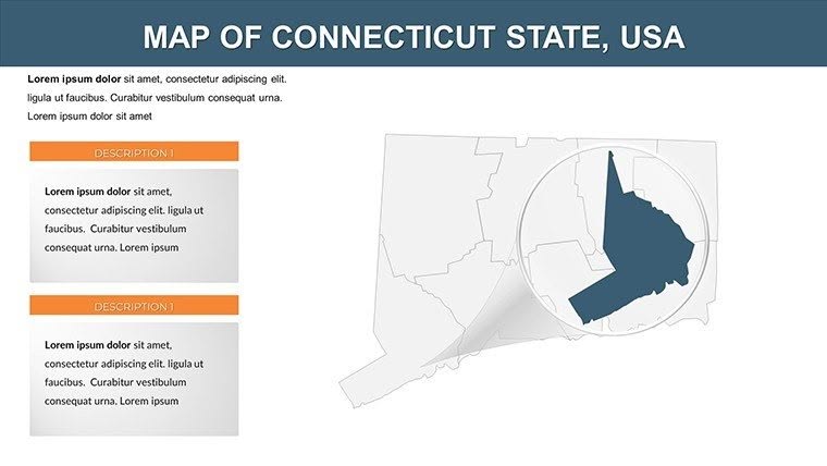 USA State Connecticut Counties PowerPoint Maps Presentation