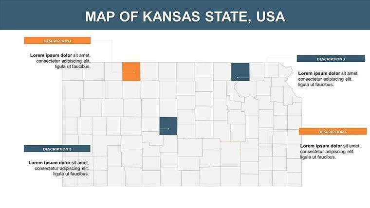 USA State Kansas Counties PowerPoint Maps Template