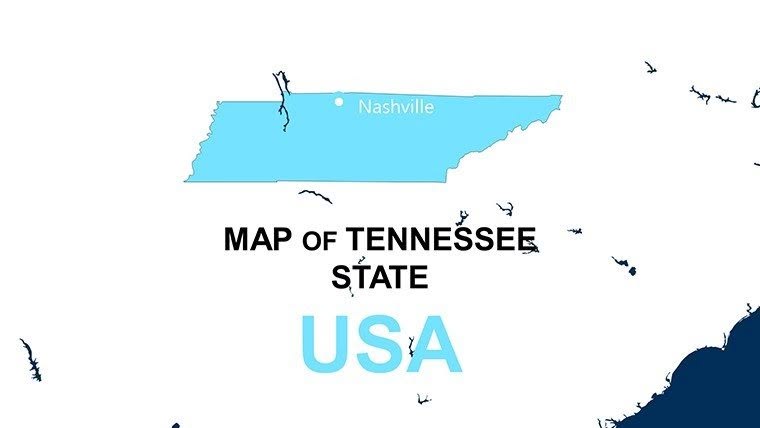 USA Maps: PowerPoint Map of Tennessee, PPT, Download Template