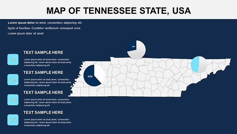 USA Maps: PowerPoint Map of Tennessee, PPT, Download Template