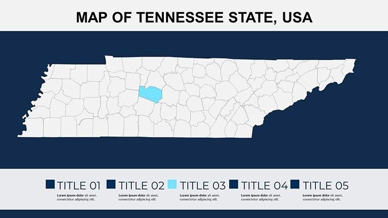 USA Maps: PowerPoint Map of Tennessee, PPT, Download Template