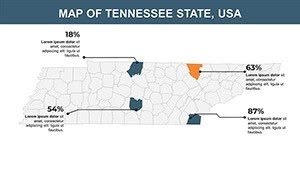 USA Maps: PowerPoint Map of Tennessee, PPT, Download Template
