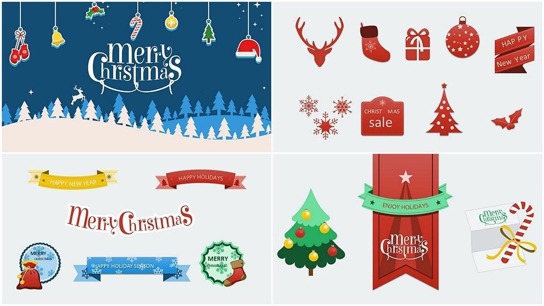 Christmas Badges PowerPoint Shapes | Festive Presentation Template