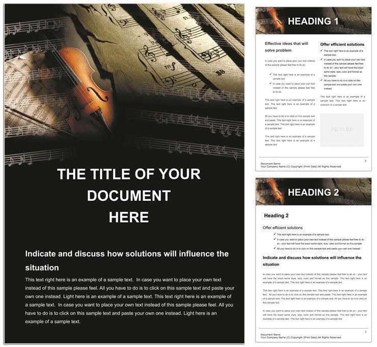 Music Violin with Notes Word Template